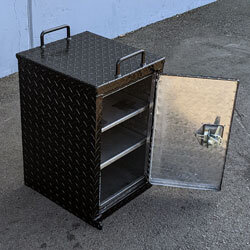 TB-15.5X16X20 LOCKING STORAGE BOX with handles - aluminum ambulance/EMT bed